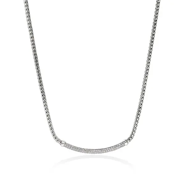 John Hardy Essential Pavé Diamond Necklace - Sterling Silver