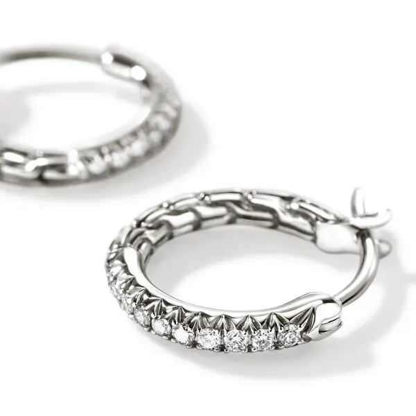 John Hardy Essential Pavé Hoop Earrings - Sterling Silver