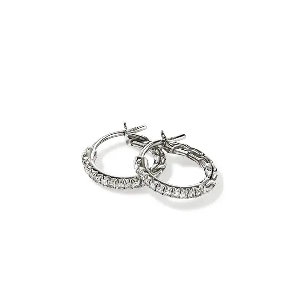 John Hardy Essential Pavé Hoop Earrings - Sterling Silver