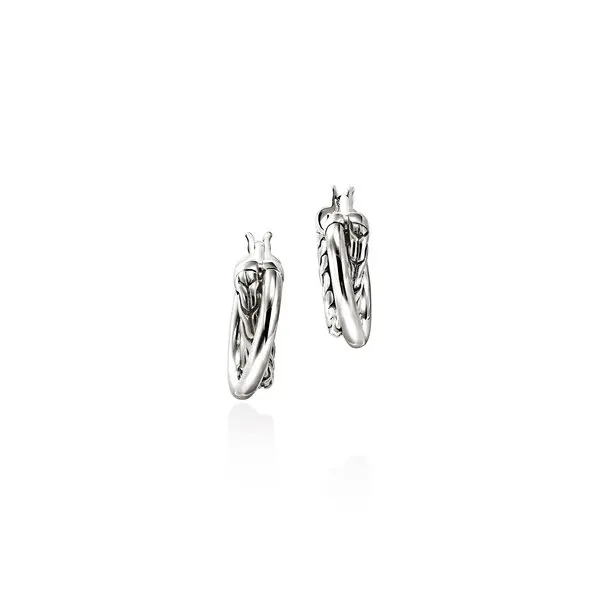 John Hardy Essential Crossover Hoop Earrings - Sterling Silver