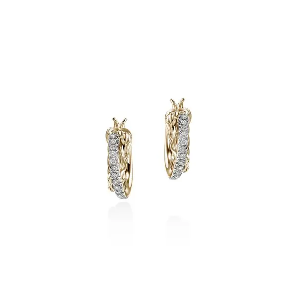 John Hardy Essential Pavé Crossover Hoop Earrings - Gold