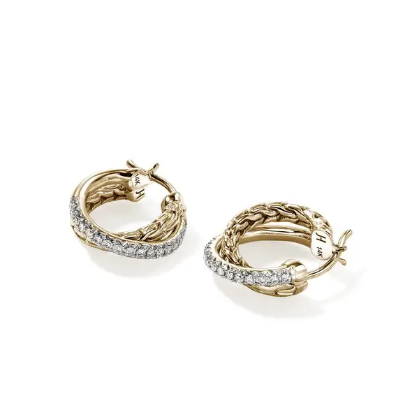 John Hardy Essential Pavé Crossover Hoop Earrings