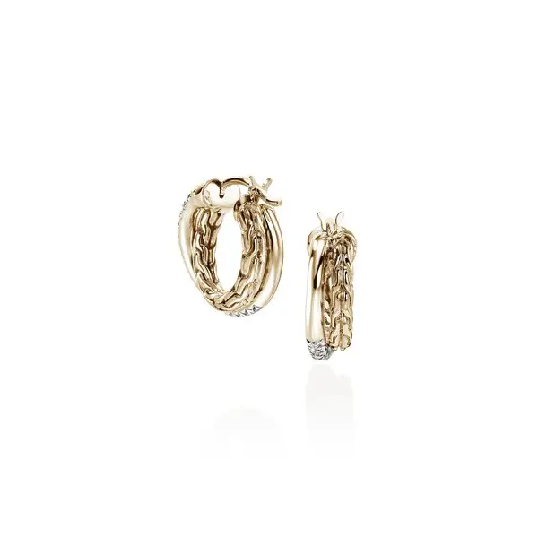 John Hardy Essential Pavé Crossover Hoop Earrings