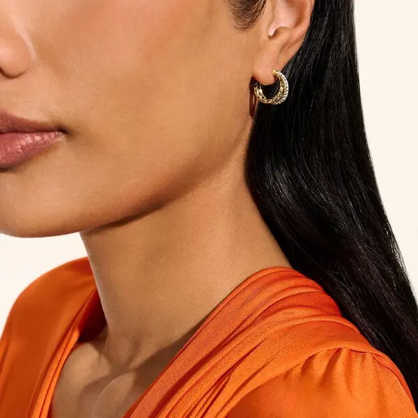 John Hardy Essential Pavé Crossover Hoop Earrings