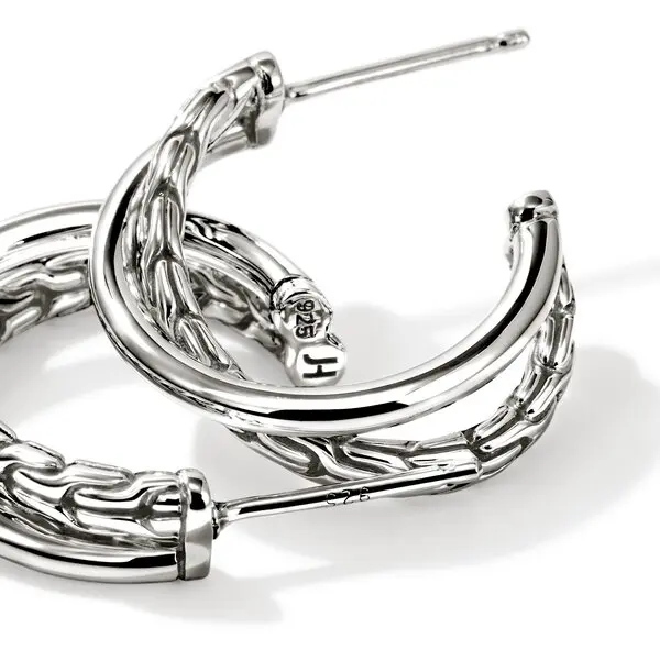 John Hardy Essential Crossover Hoop Earrings - Sterling Silver