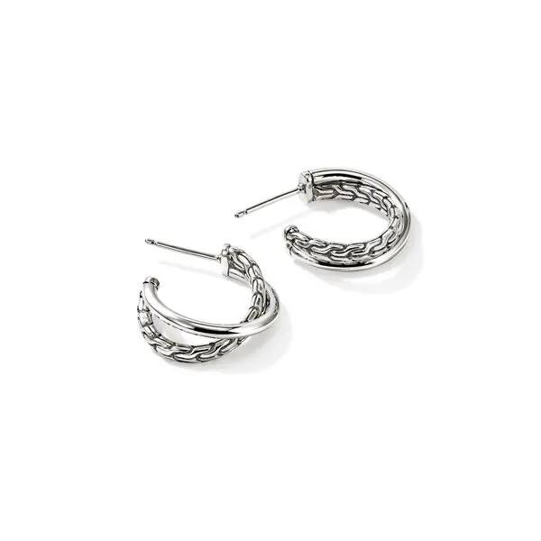 John Hardy Essential Crossover Hoop Earrings - Sterling Silver