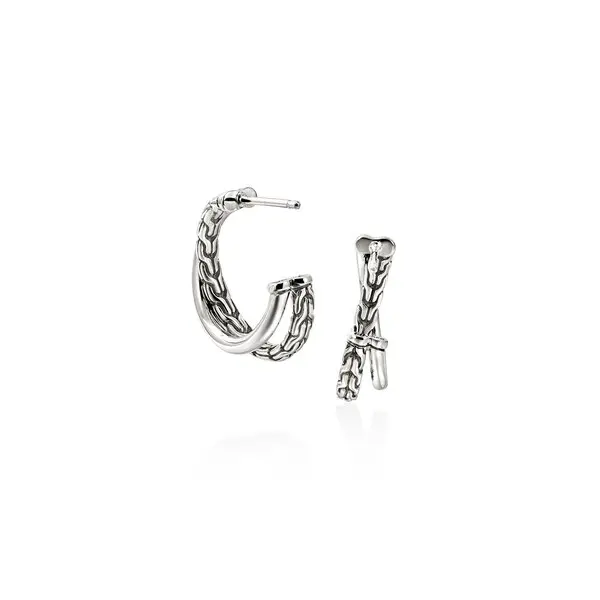 John Hardy Essential Crossover Hoop Earrings - Sterling Silver