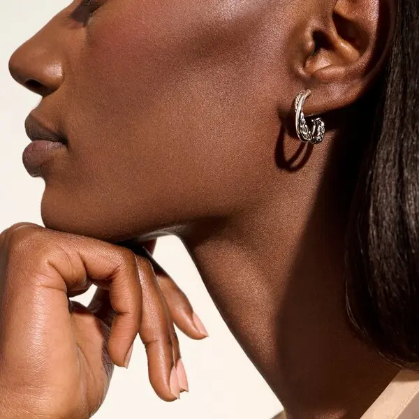 John Hardy Essential Crossover Hoop Earrings - Sterling Silver