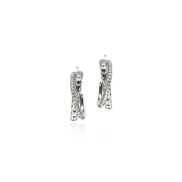John Hardy Essential Pavé Crossover Hoop Earrings - Sterling Silver