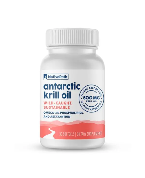 NATIVEPATH Wild-caught Antarctic Krill Oil 500mg Premium Astaxanthin 200mcg Phospholipid-bound Omega-3 Epa Dha - White