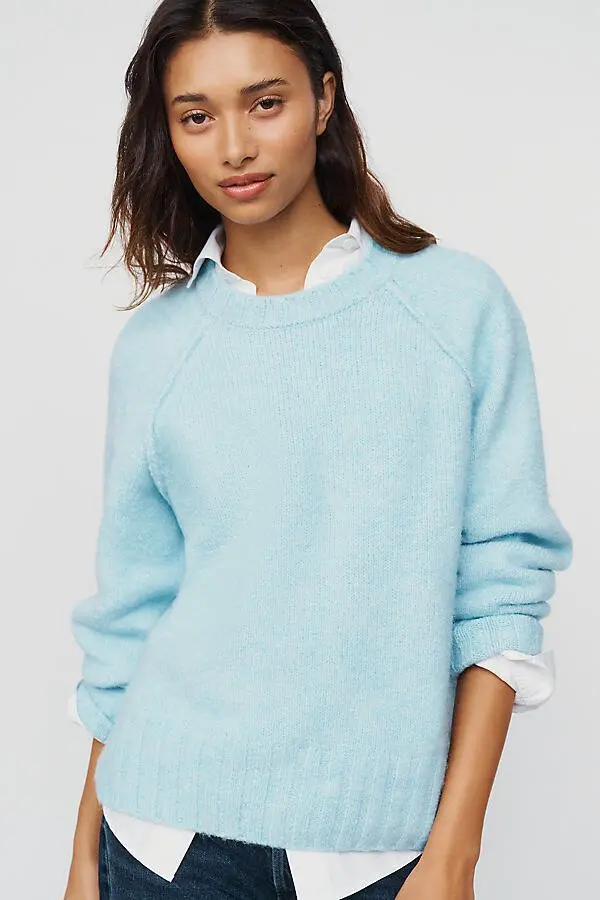 Anthropologie Chunky Crew-neck Sweater - Sky