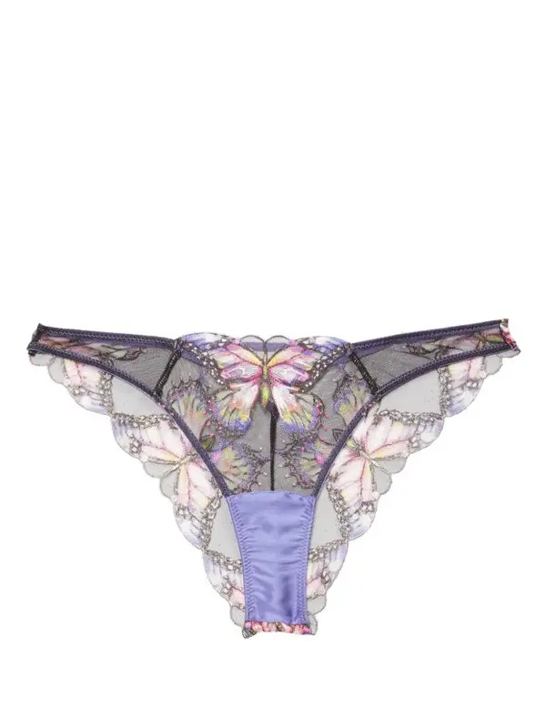FLEUR DU MAL Butterfly-embroidered Cheeky Briefs