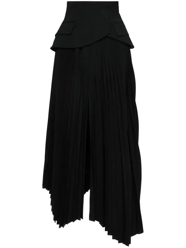 A.W.A.K.E. Mode Pleated Asymmetric Maxi Skirt