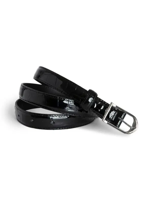 Zadig&Voltaire 20mm Crocodile-embossed Belt - Black