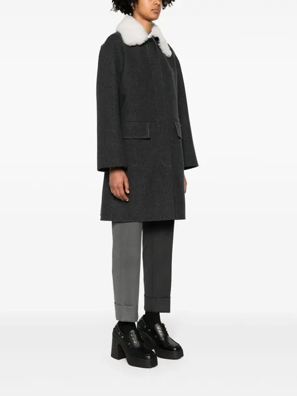 Thom Browne Bal-collar Wool-felt Coat - Grey