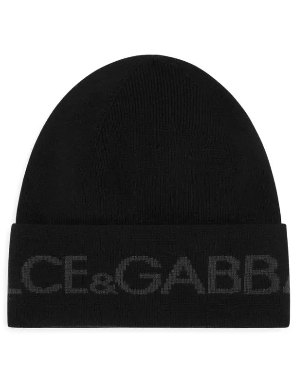Dolce & Gabbana Logo-intarsia Beanie - Black