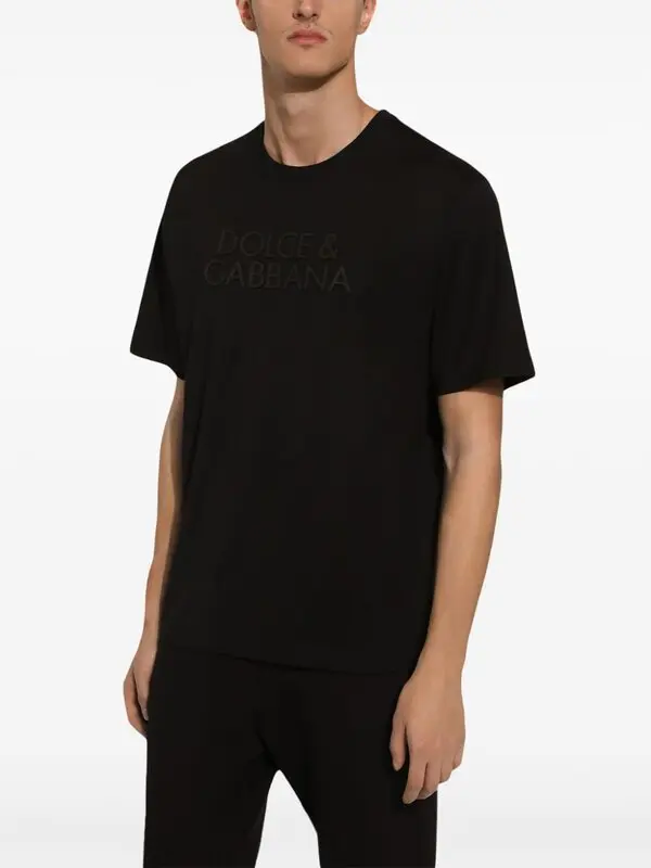 Dolce & Gabbana Logo-embroidered T-shirt - Black