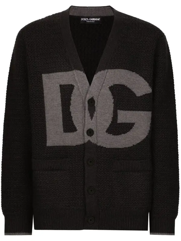 Dolce & Gabbana Logo-intarsia Virgin Wool Cardigan