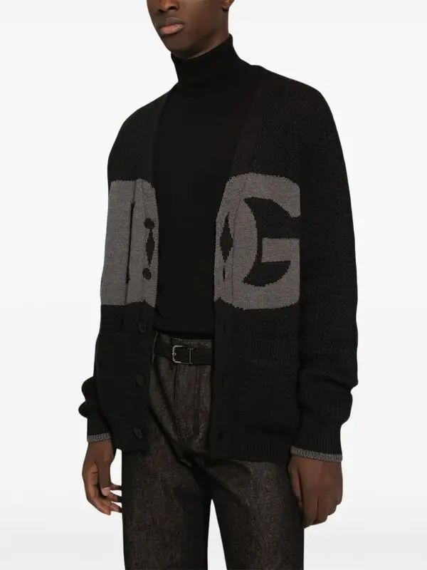 Dolce & Gabbana Logo-intarsia Virgin Wool Cardigan