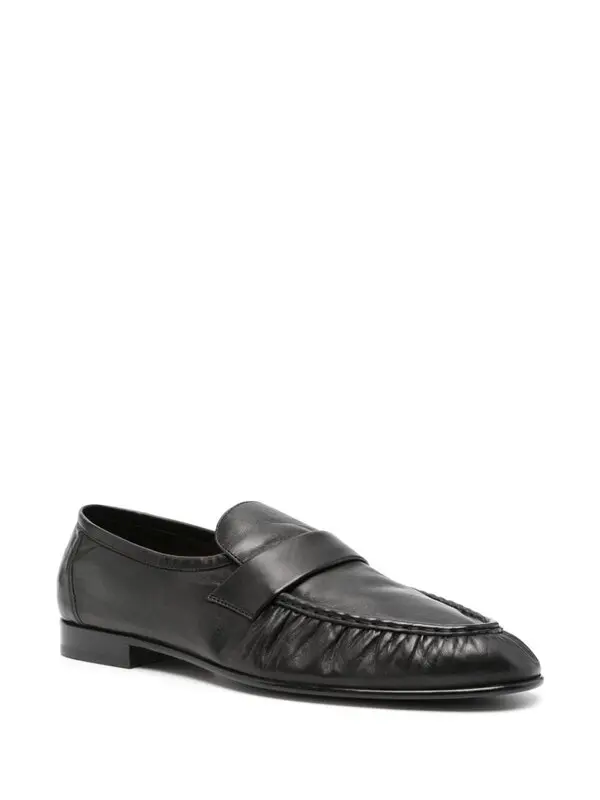 THE ROW Soft Leather Loafers - Black