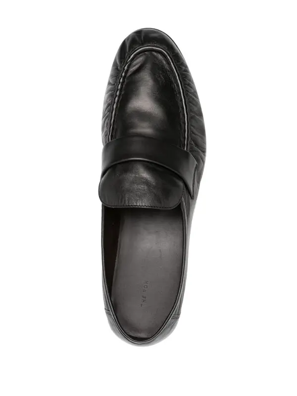 THE ROW Soft Leather Loafers - Black