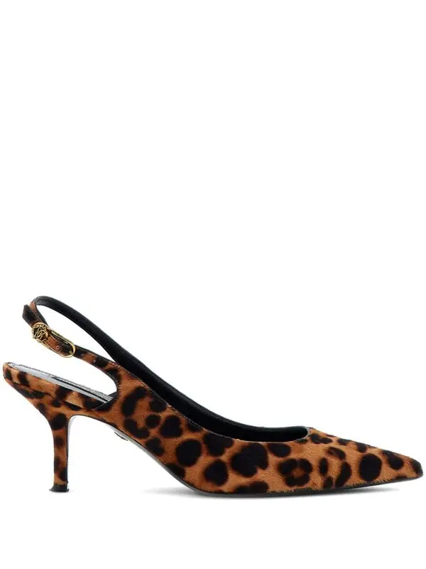 Roberto Cavalli Leopard-print Slingback Pumps
