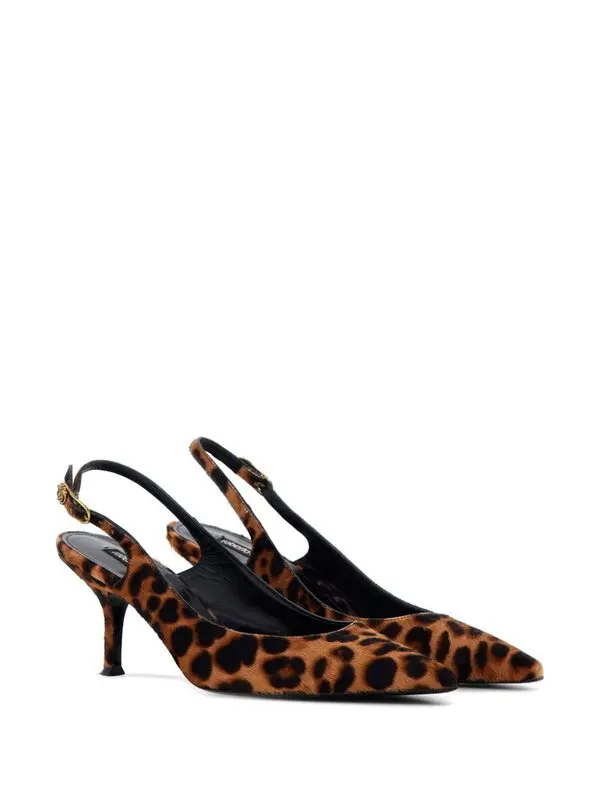Roberto Cavalli Leopard-print Slingback Pumps