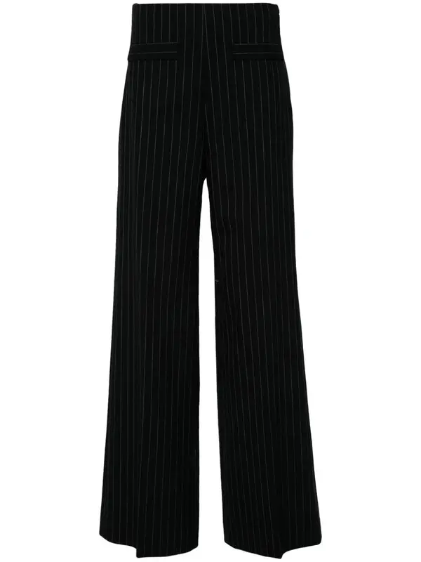 Sandro Chalk-striped Wide-leg Trousers - Black