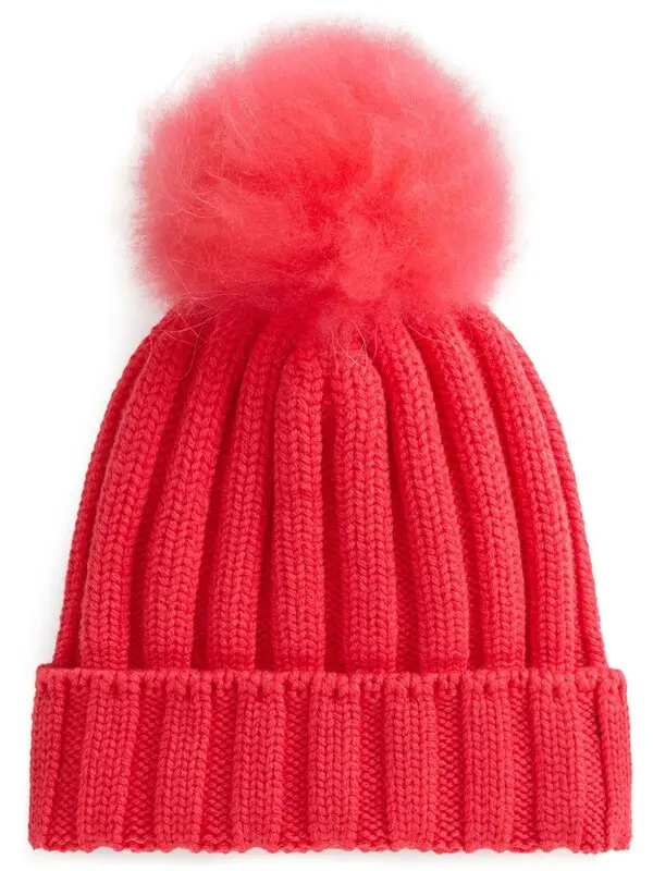 Woolrich Pompom Virgin Wool Beanie - Red