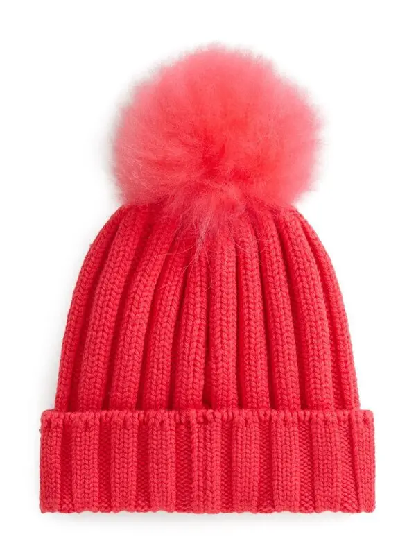 Woolrich Pompom Virgin Wool Beanie - Red