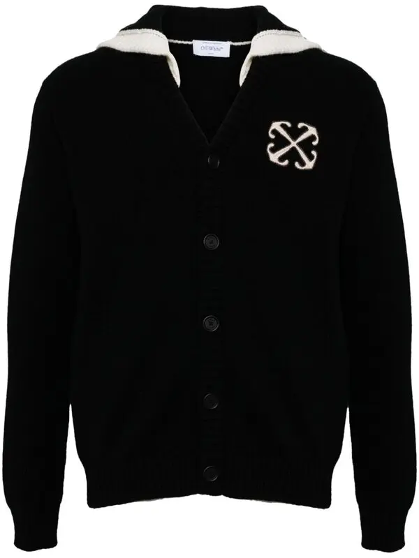 Off-White Wool Cardigan With Logo Detail