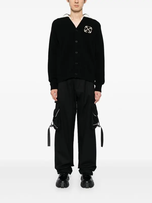 Off-White Wool Cardigan With Logo Detail