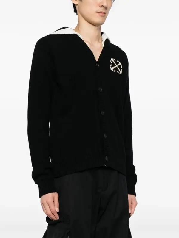 Off-White Wool Cardigan With Logo Detail
