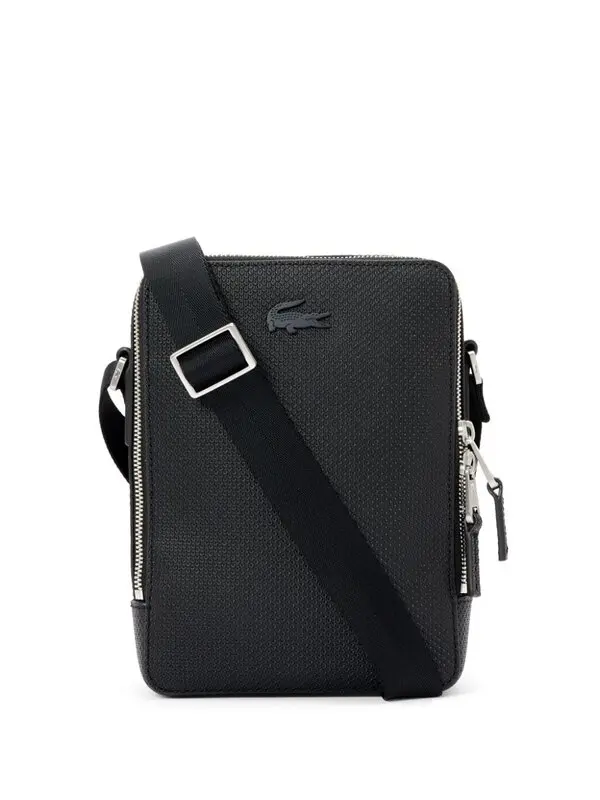 Lacoste Leather Messenger Bag - Black