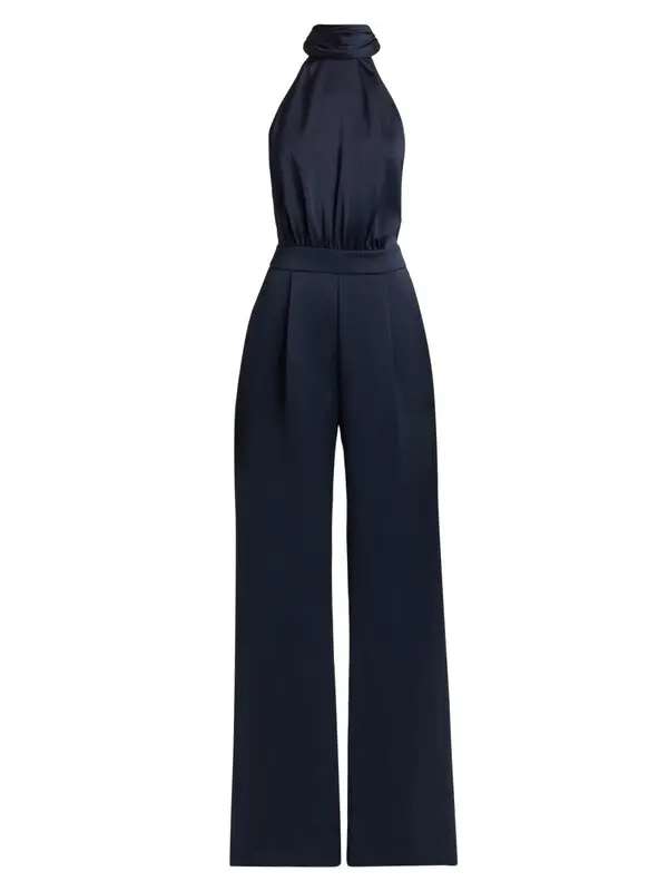 Ramy Brook Tatiana Satin Wide-leg Jumpsuit - Navy