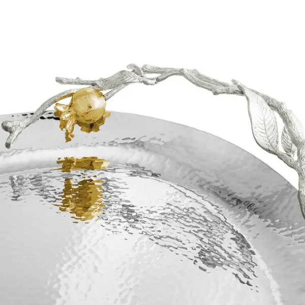Michael Aram Pomegranate And Gold Tone Oval Tray