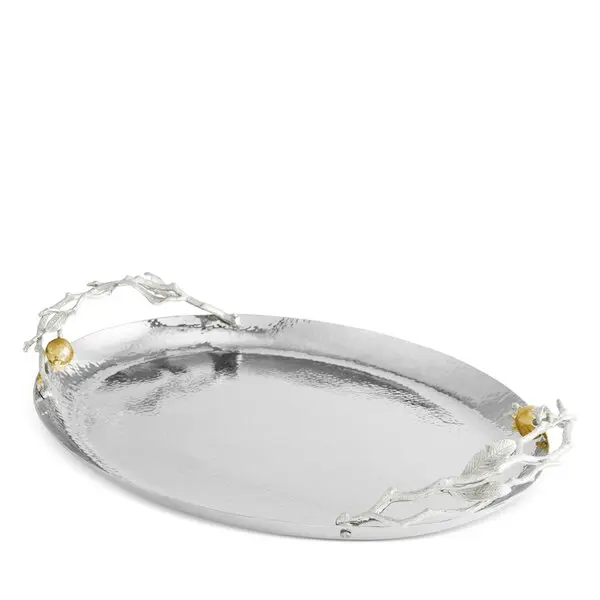 Michael Aram Pomegranate And Gold Tone Oval Tray