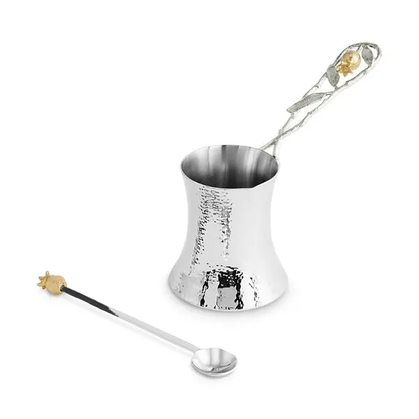 Michael Aram Pomegranate And Gold Tone Coffee Pot With Spoon - Silver