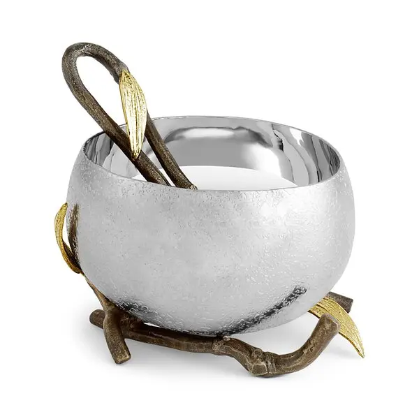 Michael Aram Zen Garden Nut Bowl With Spoon - Silver