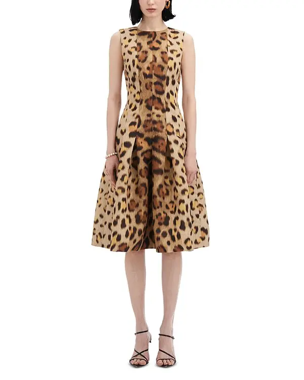 Oscar De La Renta Pleated Cocktail Dress In Beige Multi - 76% Off |  Editorialist