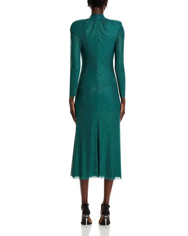 self portrait green rhinestone mesh midi dress Shop Elementary Jersey Tiered Dress (Washed Olive)