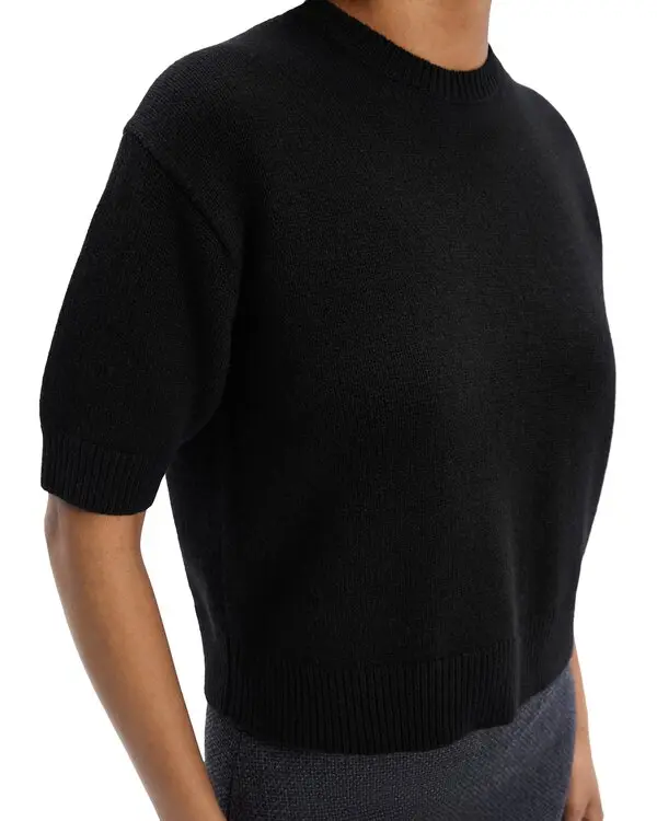 Theory Cashmere Cropped Sweater - Black