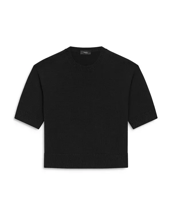 Theory Cashmere Cropped Sweater - Black