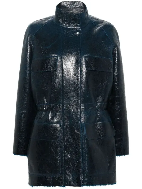 Fendi Crinkled Leather Coat