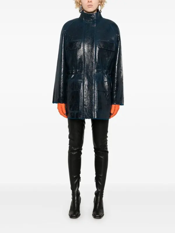 Fendi Crinkled Leather Coat
