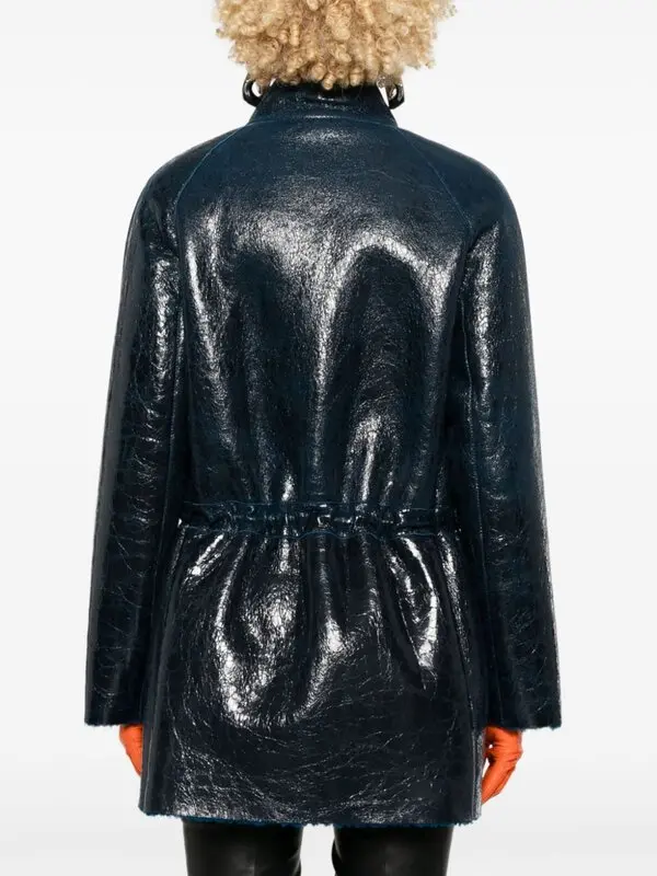 Fendi Crinkled Leather Coat