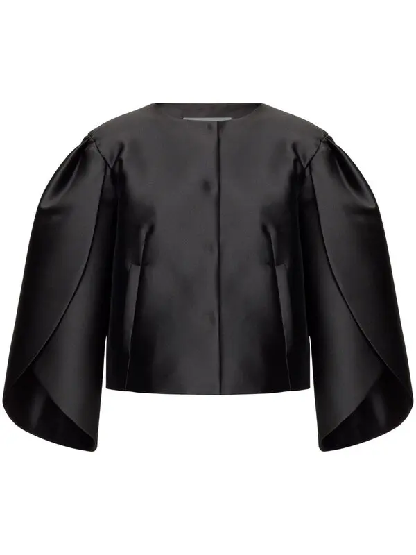 Alberta Ferretti Petal-sleeve Mikado Jacket - Black