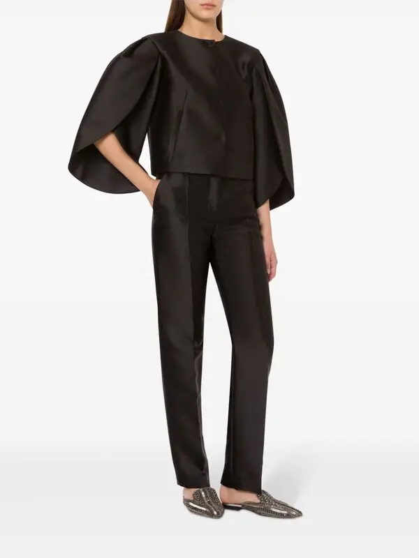 Alberta Ferretti Petal-sleeve Mikado Jacket - Black