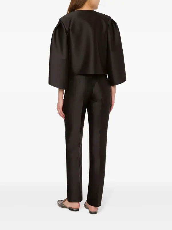 Alberta Ferretti Petal-sleeve Mikado Jacket - Black