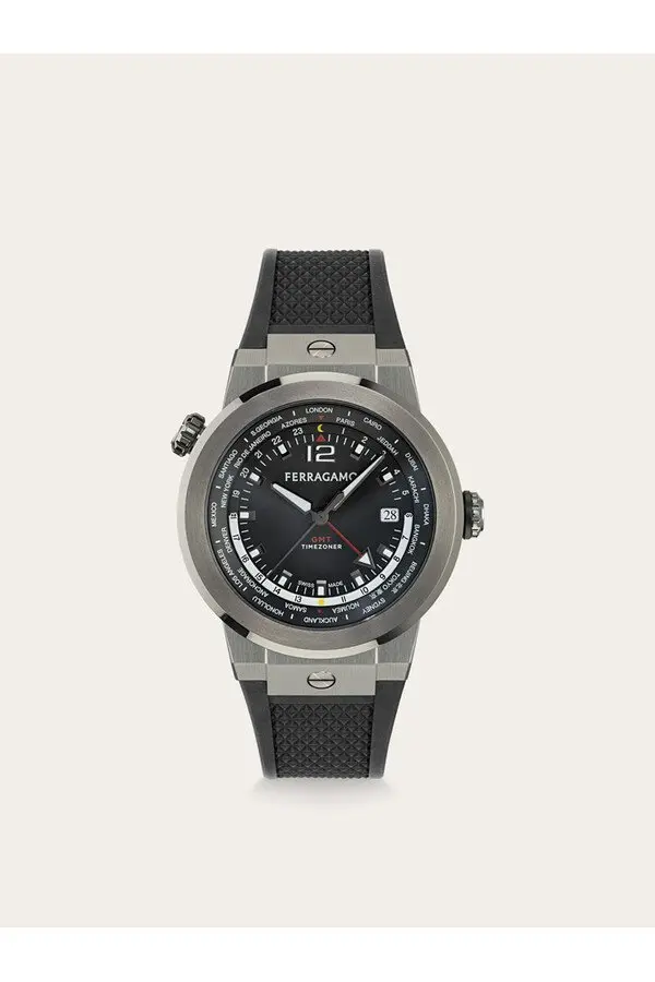 FERRAGAMO F-80 Gmt Strap Watch - Black